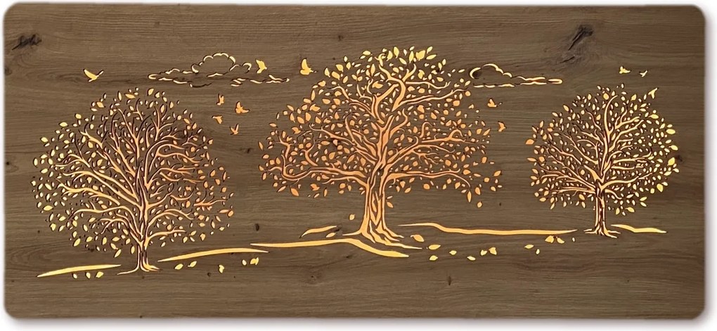 Li-Go "Tři lípy" světelný obraz 230V 110x50 cm provedení povrchu: jedle
