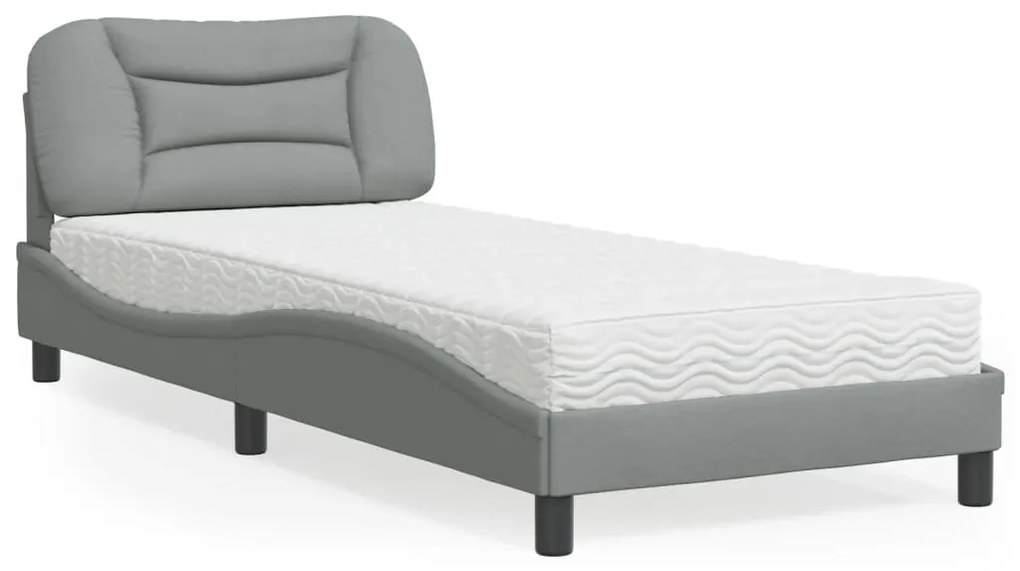 Postel s matrací Hvar světle šedá 90 x 190 cm textil 3208499