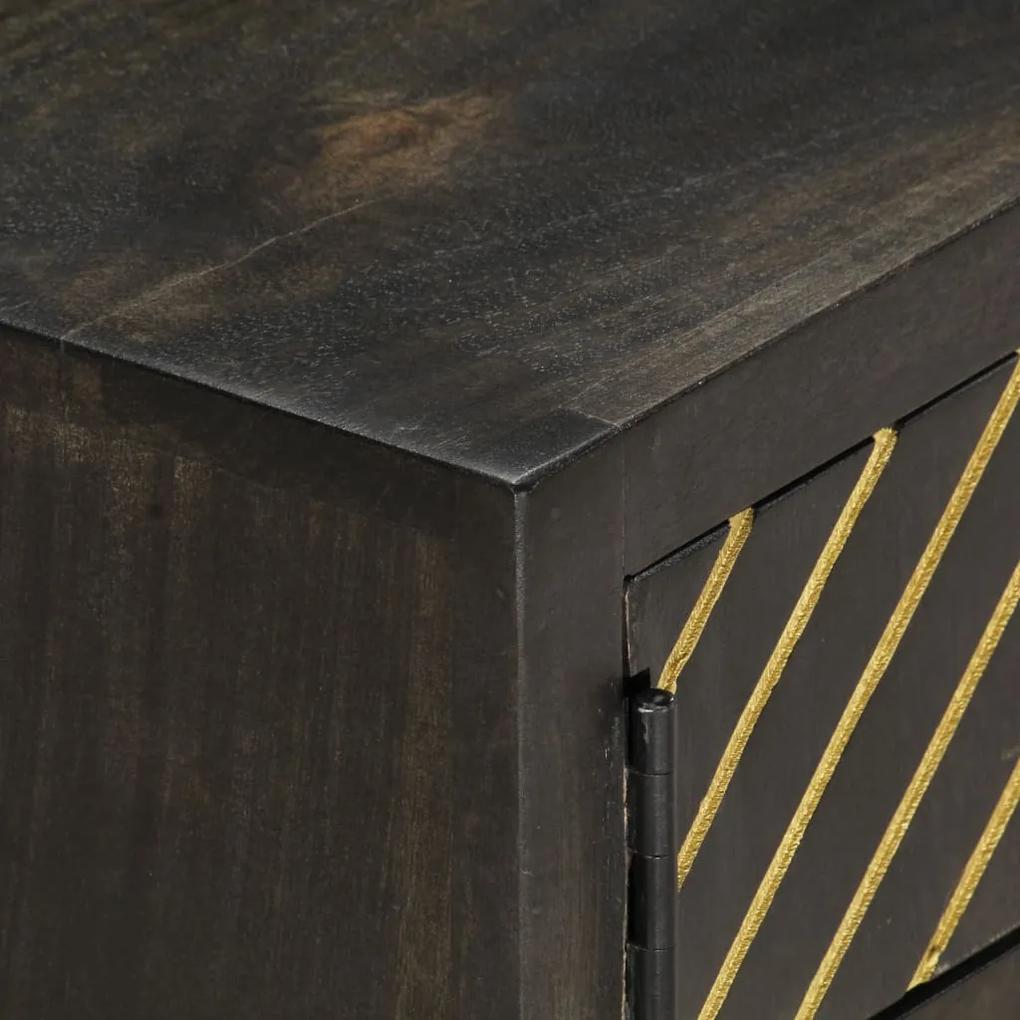 Konferenční stolek černozlatý 90 x 50 x 35 cm masivní mangovník - Default Title