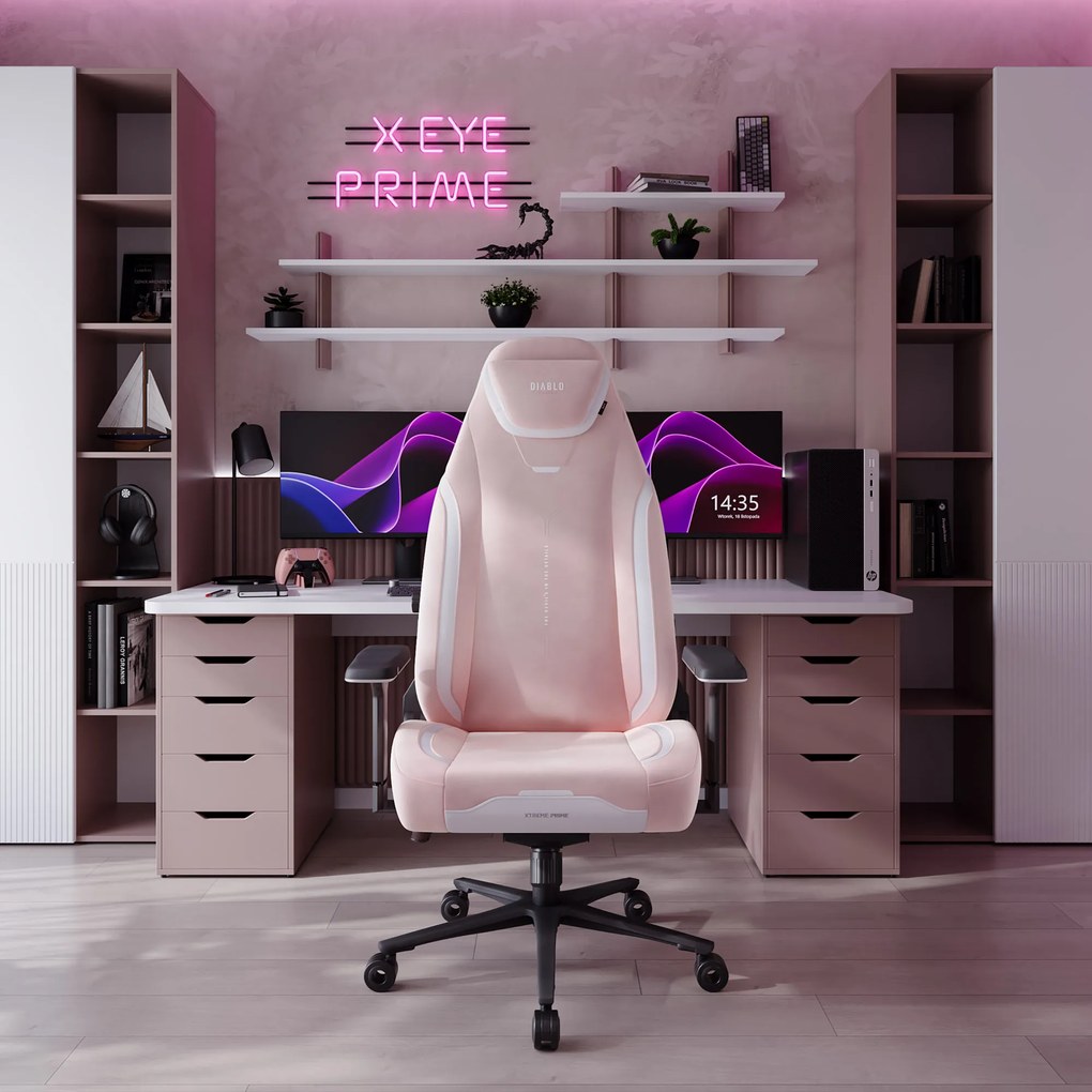 Herní židle Normal Size, černo-růžová: Diablo X-Eye Prime Akira Pink