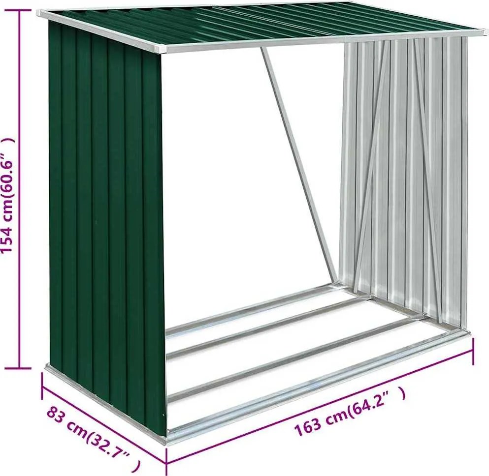 vidaXL Zahradní kůlna na dříví pozinkovaná ocel 163x83x154 cm [47091] Barva: Hnědá