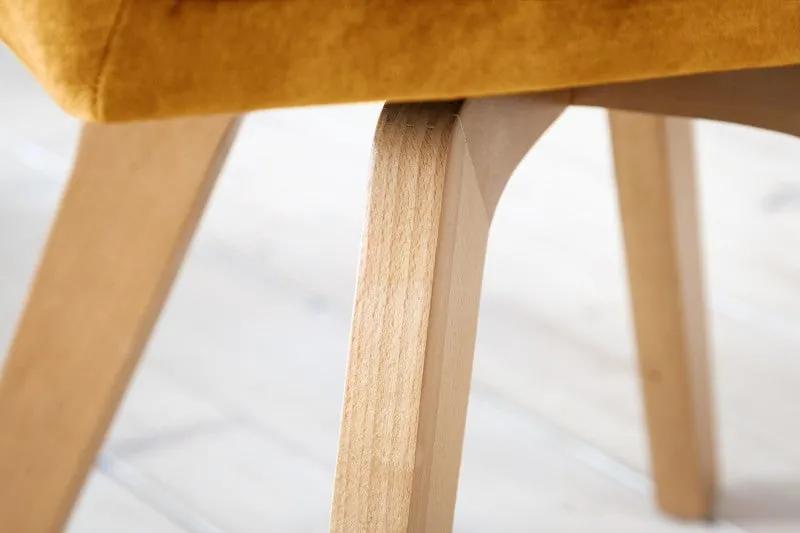 Designová sametová židle otočná žlutá - Lorius II