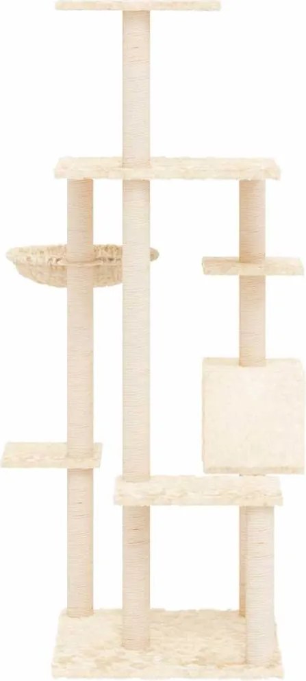 Škrabadlo pro kočky se sisalovými sloupky krémové 142 cm 171591