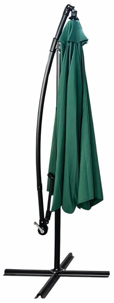 Zahradní slunečník CYNIA s boční nohou 300 cm tmavě zelený