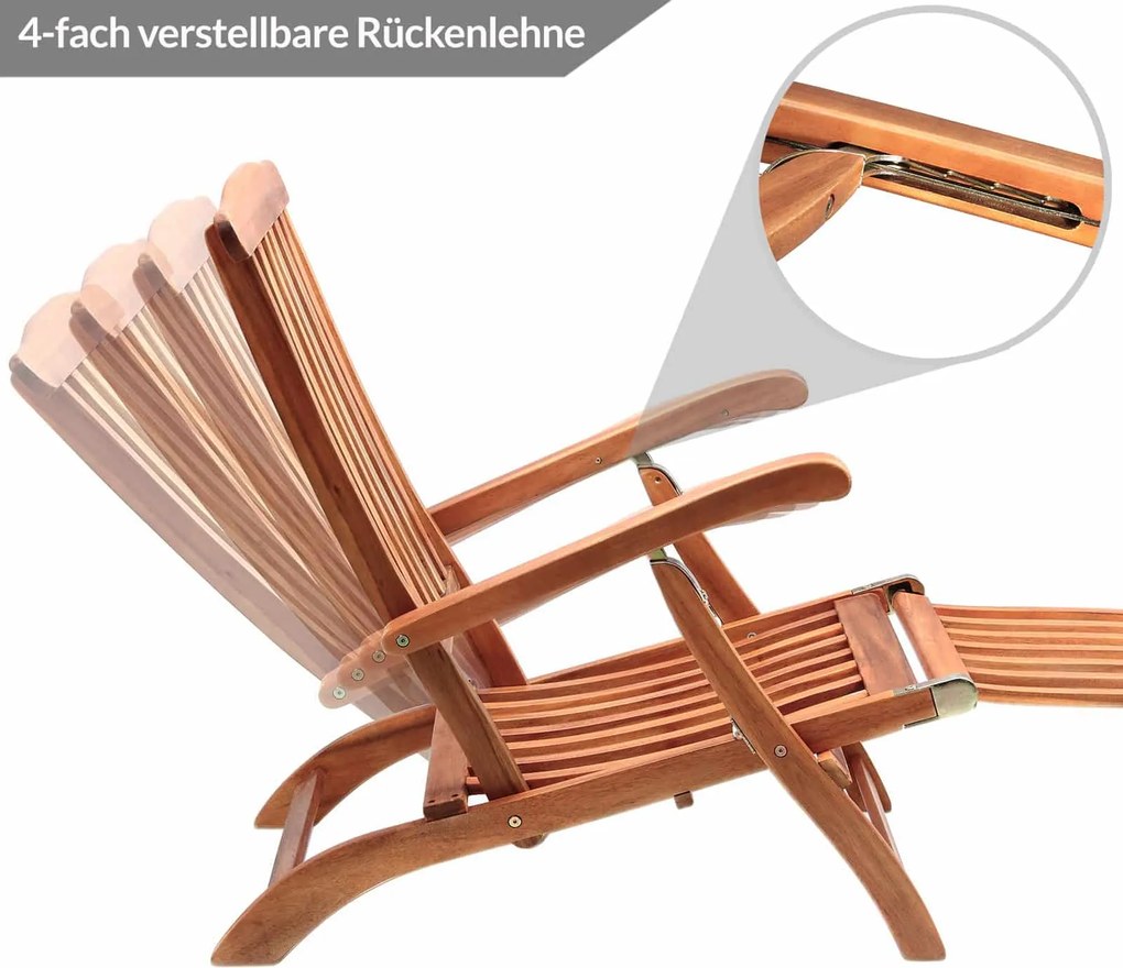 Zahradní lehátko Queen Mary® akácie certifikace FSC® včetně Podsedák antracitová