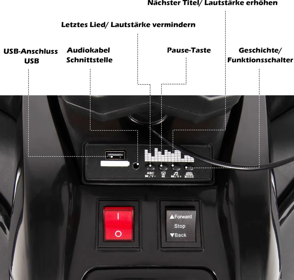 Costway 12 V elektrická dětská čtyřkolka s úložným prostorem a LED světly mini