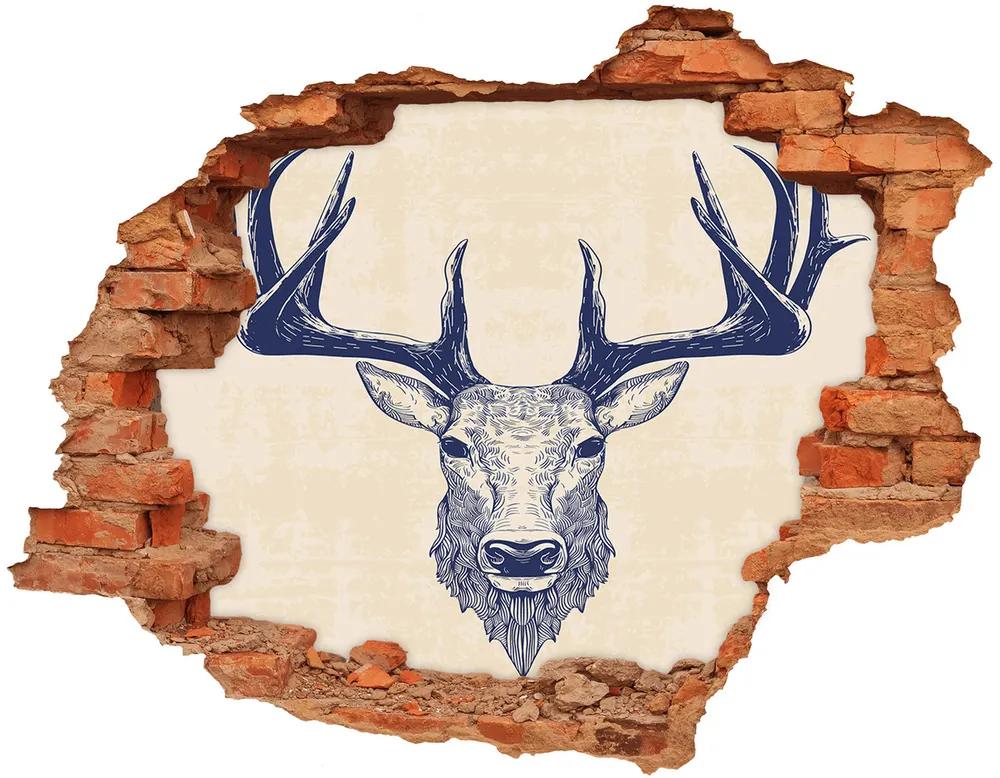 Wallmuralia Díra 3D fototapeta na stěnu Hlava jelena 90x70 cm