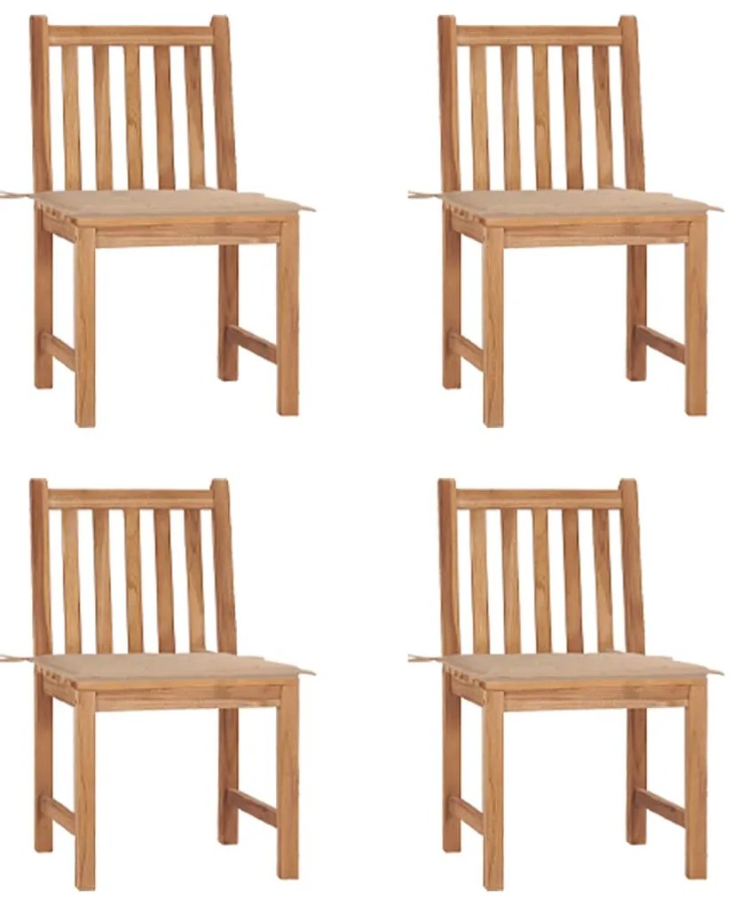 Zahradní židle 4 ks s poduškami masivní teak 3073091