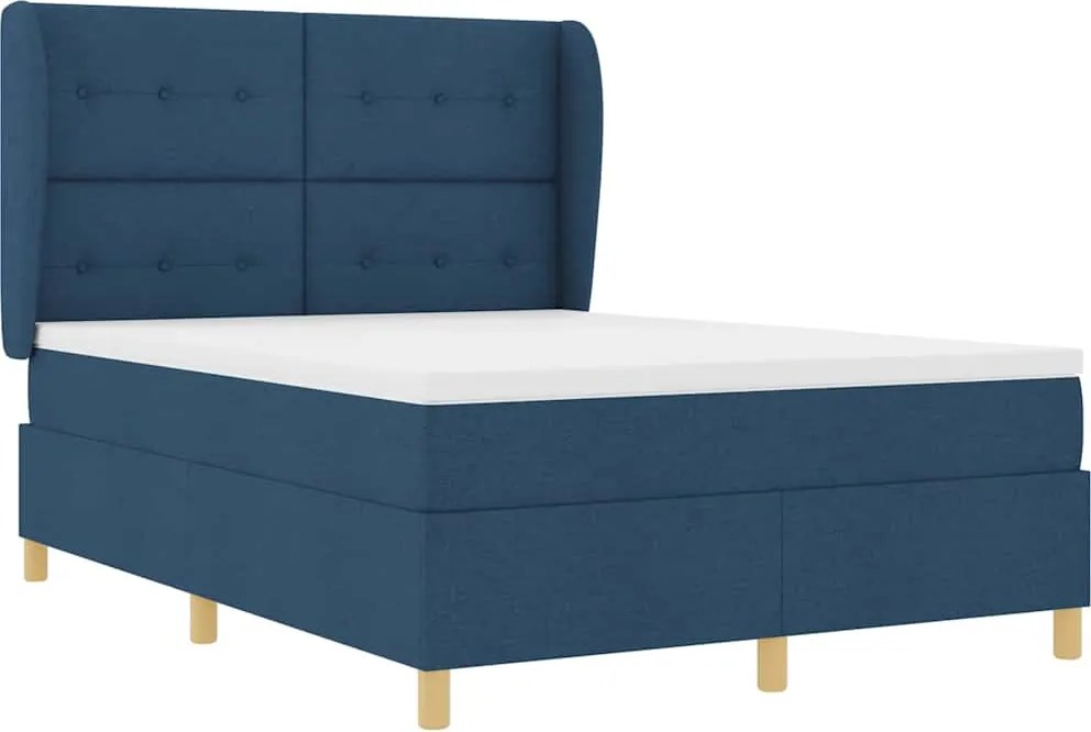 Postel s boxspringem s čelo Modrá 200 x 140 cm textil 3340759