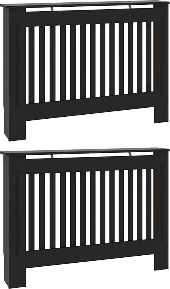 Kryt radiátoru 2 ks Černá 112 x 19 x 81,5 cm Kompozitní dřevo 3403229