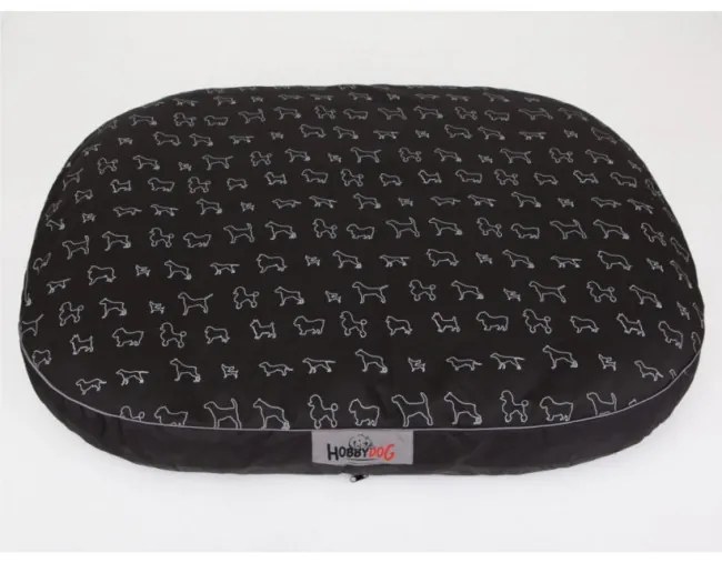 Oválný matrac XL černý, pejsky