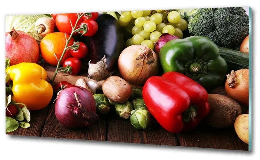 Wallmuralia Foto obraz skleněný horizontální Zelenina a ovoce 100x50