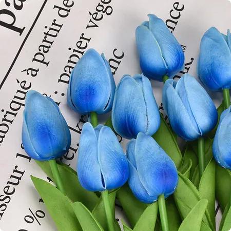 Bytová dekorace - kytice umělých tulipánů - 15 kusů Barva: 11 modrá.