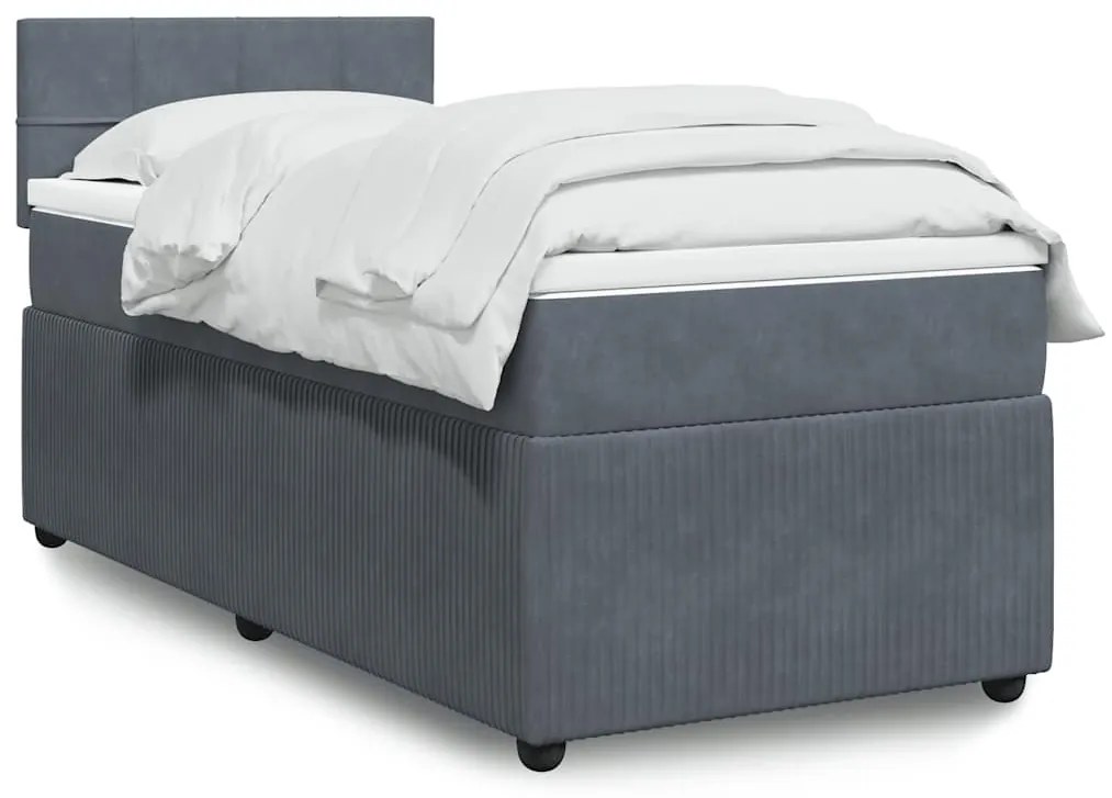 Box spring postel s matrací tmavě šedá 80 x 200 cm samet 3289891