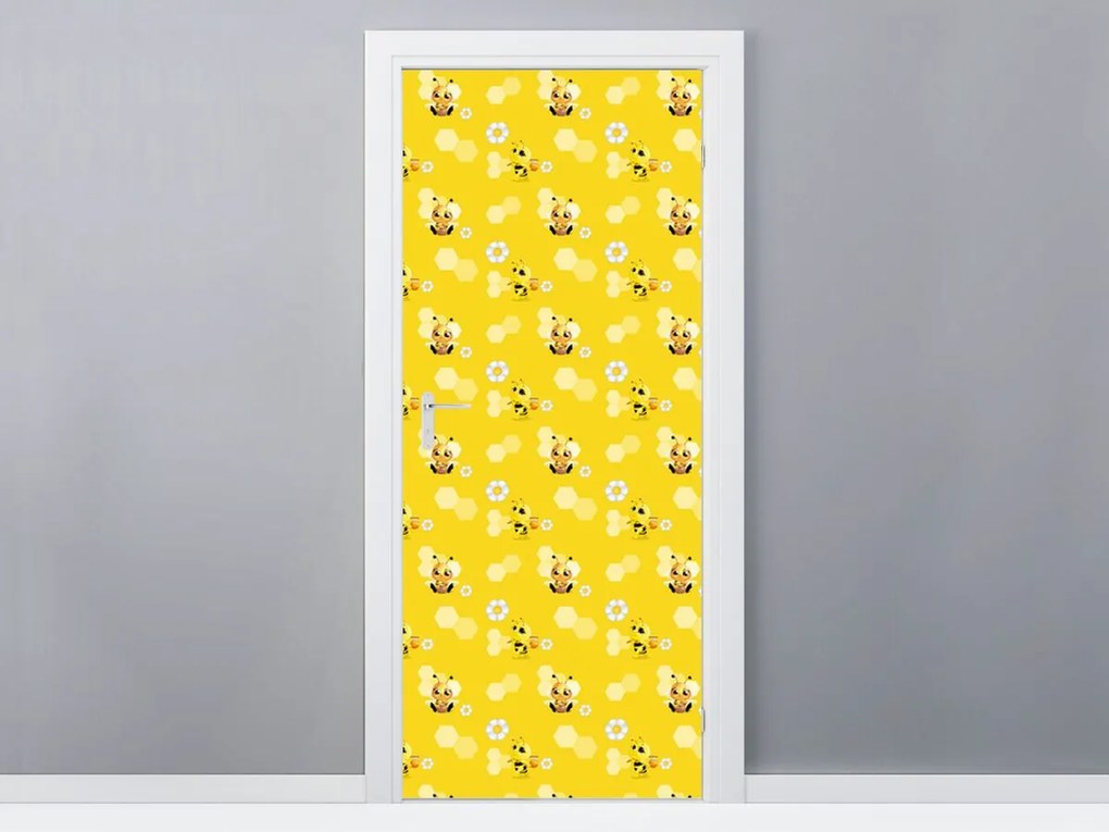 Gario Samolepící fólie na dveře Malé žluté včelky 95x205cm Velikost: 95 x 205 cm