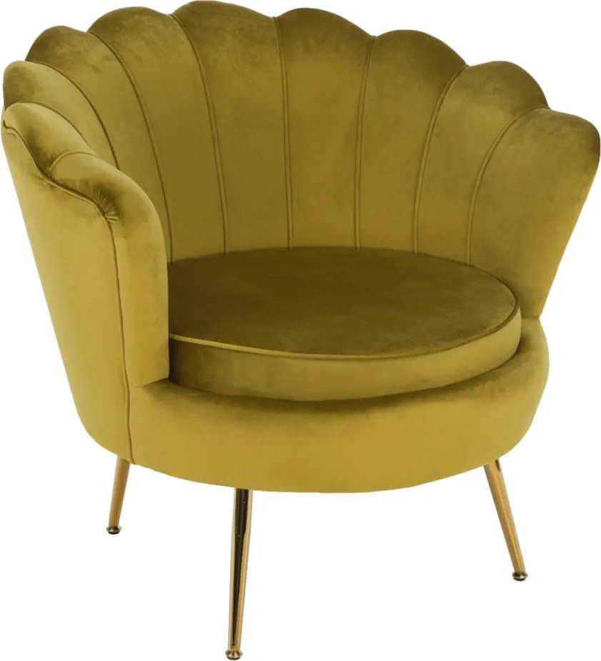 Křeslo ve stylu Art-deco, hořčicová Velvet látka/gold chrom-zlatý, NOBLIN
