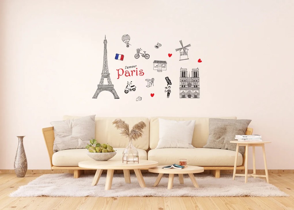 Samolepka na zeď Paříž | 65 x 85 cm | DF1039