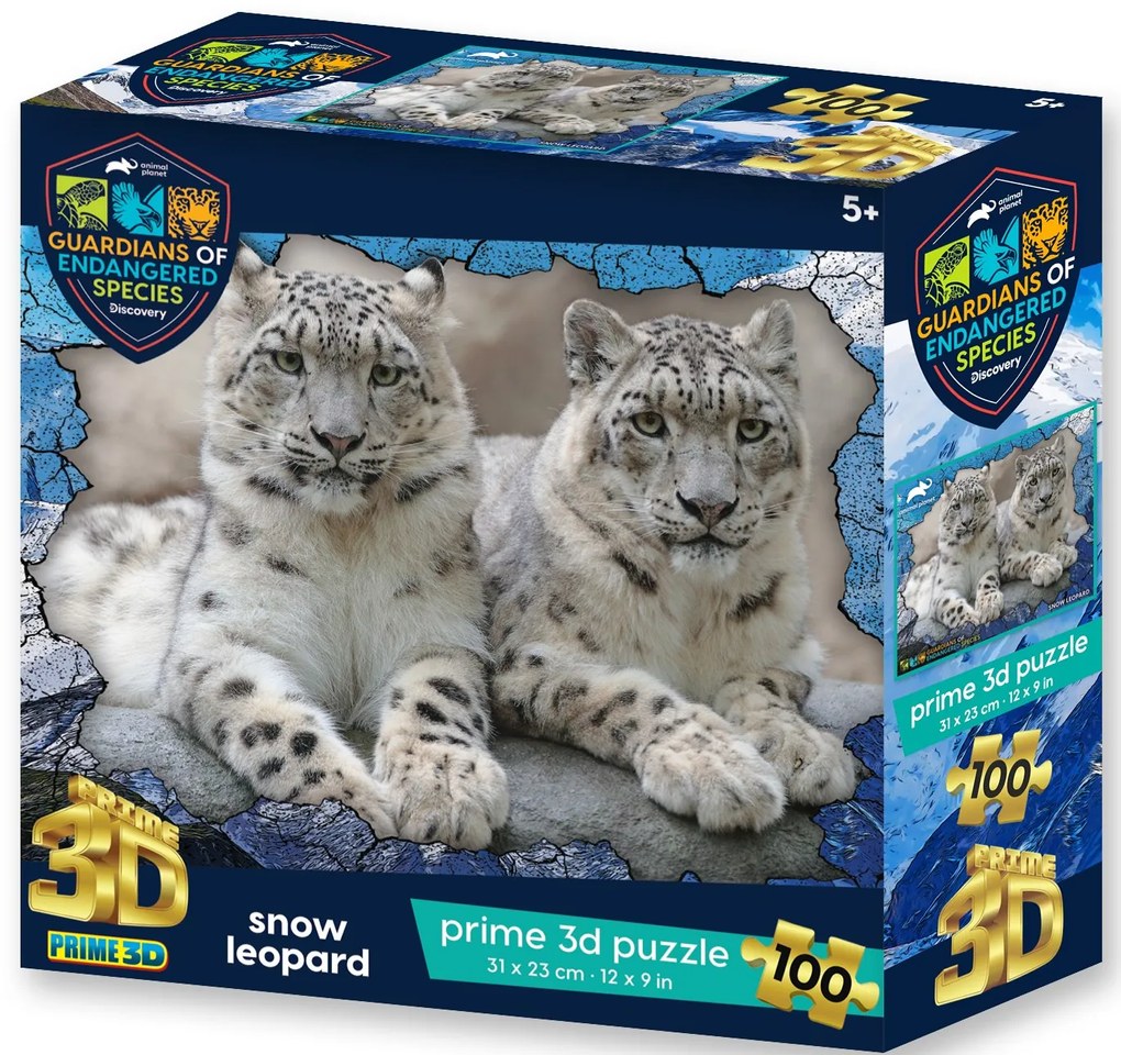 PRIME 3D PUZZLE - GES Sněžní leopardi 100 dílků
