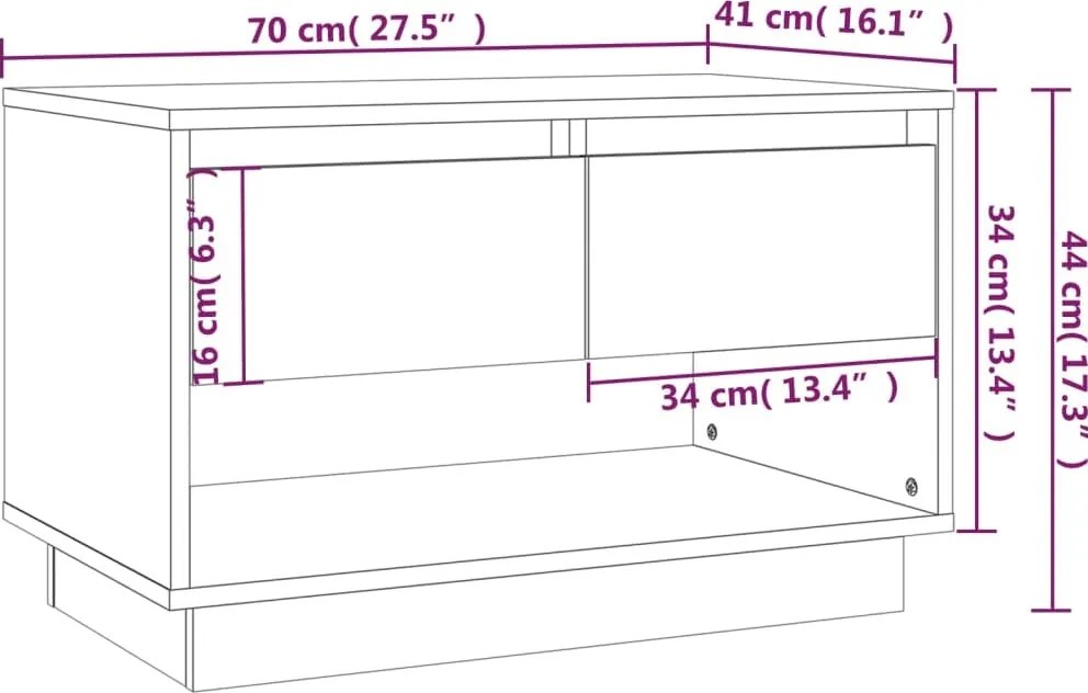 vidaXL TV skříňka 70 x 41 x 44 cm kompozitní dřevo [812975] Barva: kouřový dub