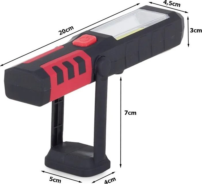 Verk Group Dílenská lampa 3v1 vedla cob dobíjecí baterie