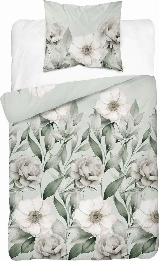 Povlečení 140x200 Romantická Magnolie zelená Home Satin
