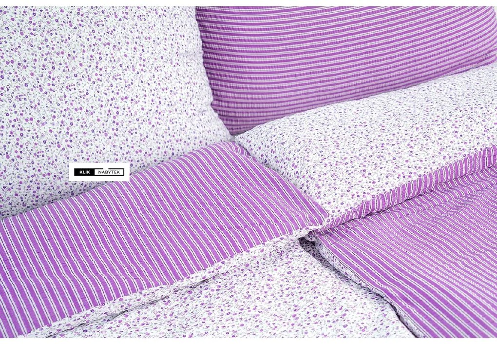 Stanex Povlak na polštářek krepový Kvítek-pruh fialový (LS196) ROZMĚR: 40 x 40 cm