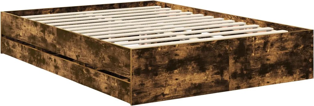 Rám postele se zásuvkou Uzený Dub 135 x 190 cm Dřevěný materiál 3412196