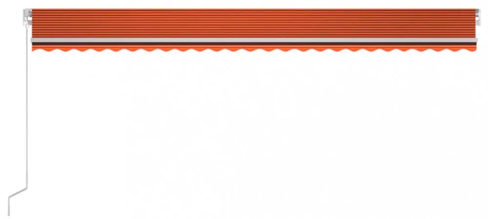 Ručně zatahovací markýza 600x300 cm Dekorhome Hnědá / oranžová