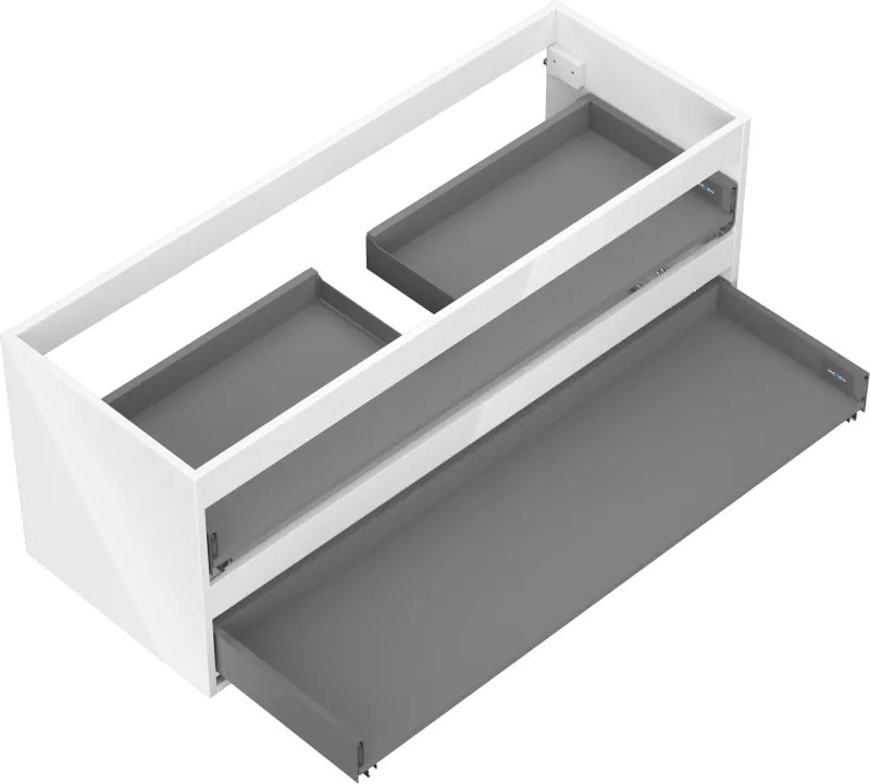 Mexen Box-A, závěsná skříňka 120 cm, 2 zásuvky, bílá lesklá, 91AX0-1200-470-2-00