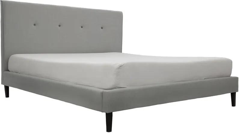 Šedá postel s tmavě šedými knoflíky a černými nohami Vivonita Kent, 140 x 200 cm