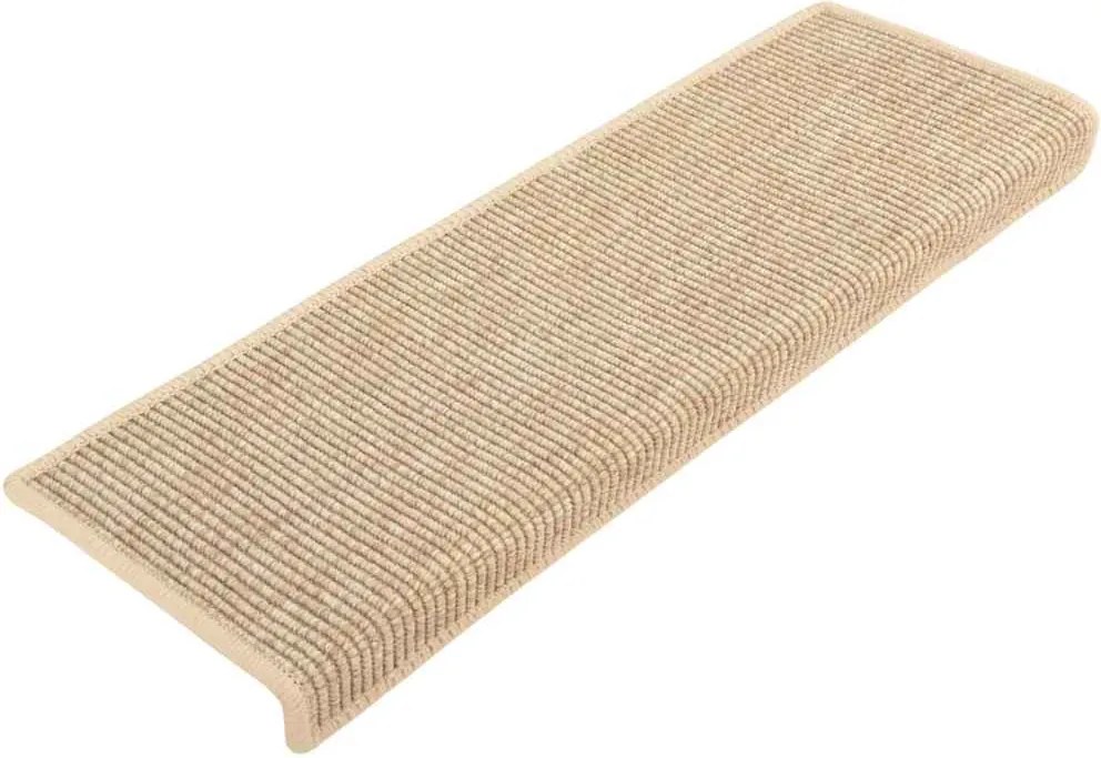 Schodové rohože 15 ks 65 x 21 x 4 cm světle béžové s obdélníkovým okrajem 326909