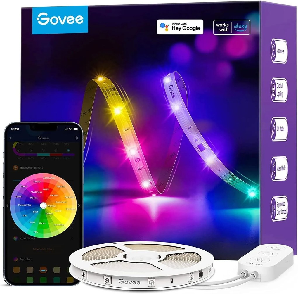 Led pásek govee wifi rgbic smart led pro pásek 10m