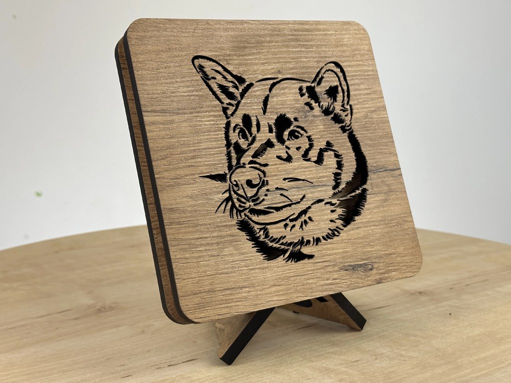 Li-Go "Akita Inu" lampa 19x19cm provedení povrchu: ořech