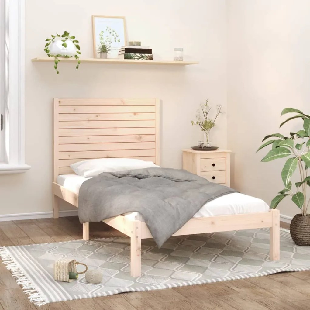 Rám postele bílý masivní dřevo 75 x 190 cm malé jednolůžko