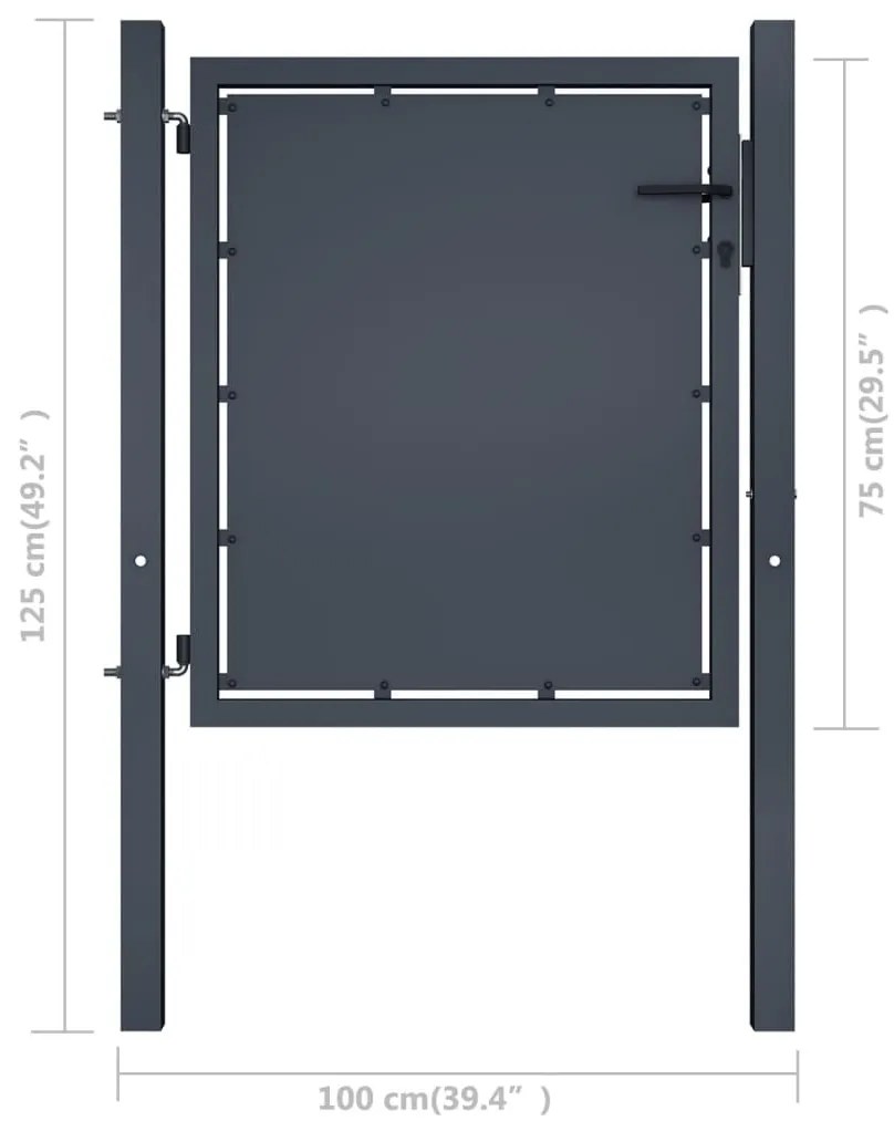 vidaXL Marketos Zahradní brána ocelová 100 x 75 cm antracitová