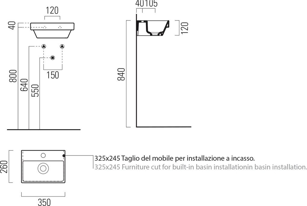 GSI Norm keramické umývátko 35 x 26 cm bez otvoru pro baterii bílá ExtraGlaze 8650011