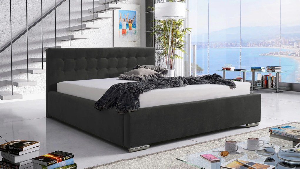 Eka Čalouněná postel Anastasia 180x200 cm Barva látky Trinity: Světle modrá (Trinity 2322), Úložný prostor: S dřevěným rámem úložného prostoru