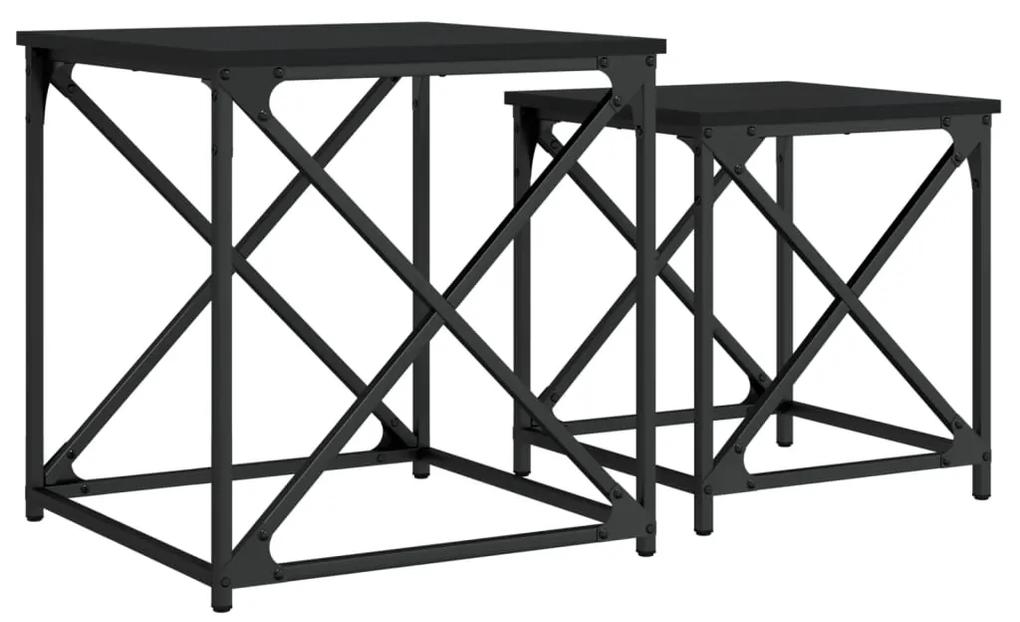 Hnízdové konferenční stolky 2 ks černé kompozitní dřevo - Default Title