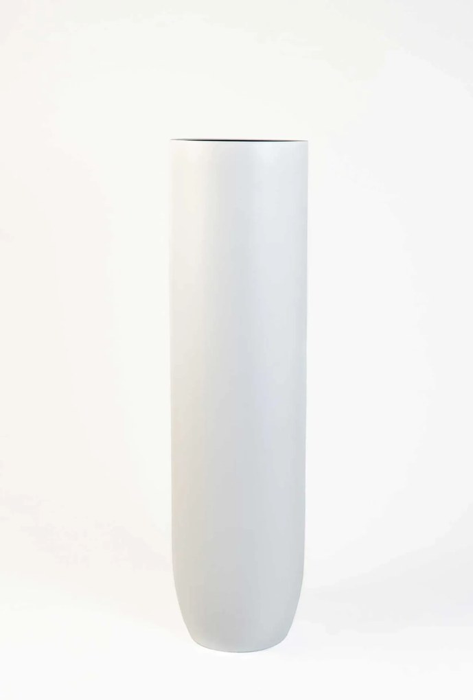 Vysoký květináč SOLERIO, sklolaminát, výška 120 cm, bílý mat, outlet