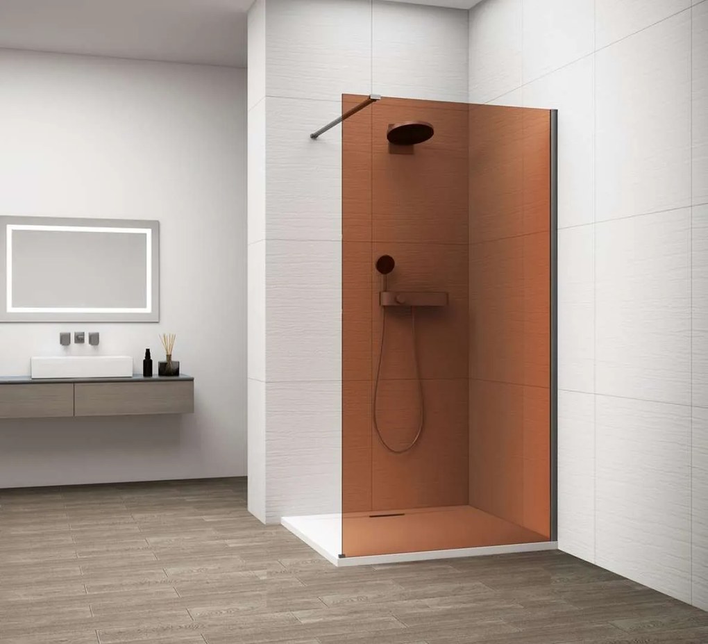 Polysan Esca - Sprchová stěna Walk-In 120x210 cm, Antidrop, sklo Marron/gun metal ES1512-11