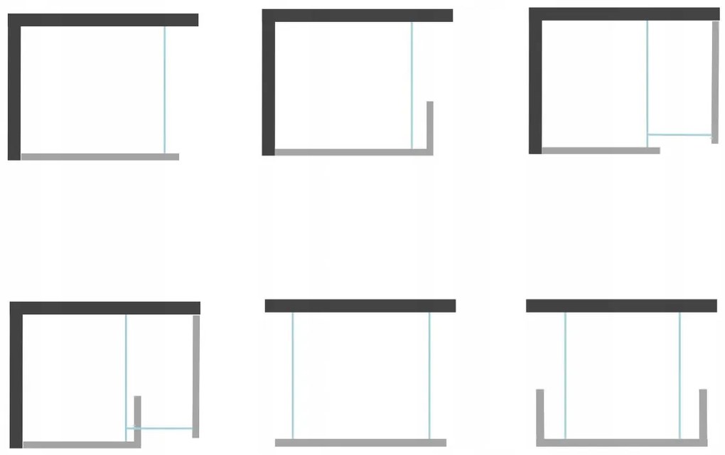 Mexen Kioto sprchová zástěna WALK-IN 8mm, 130x200 cm, sklo šedé (grafit), 800-130-000-00-40