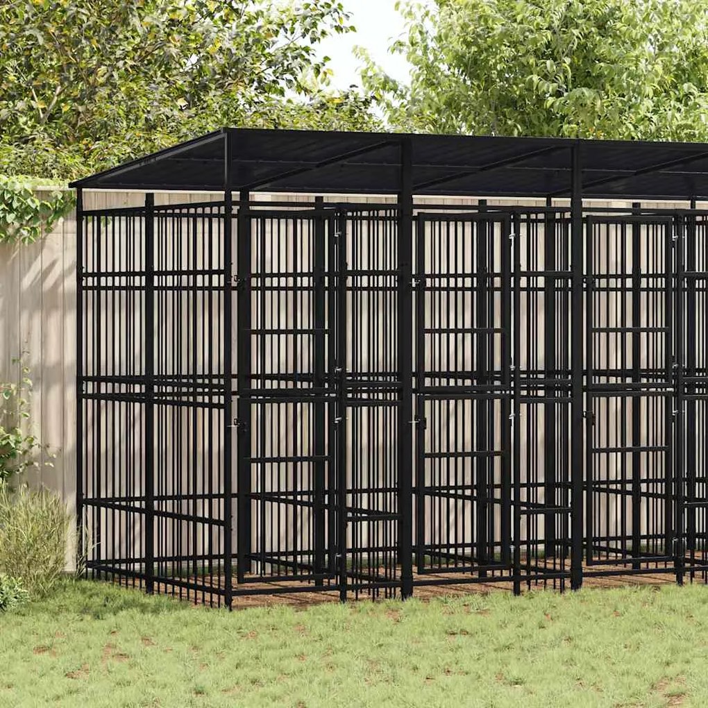 Venkovní psí kotec se střechou ocel 9,22 m² 3097950