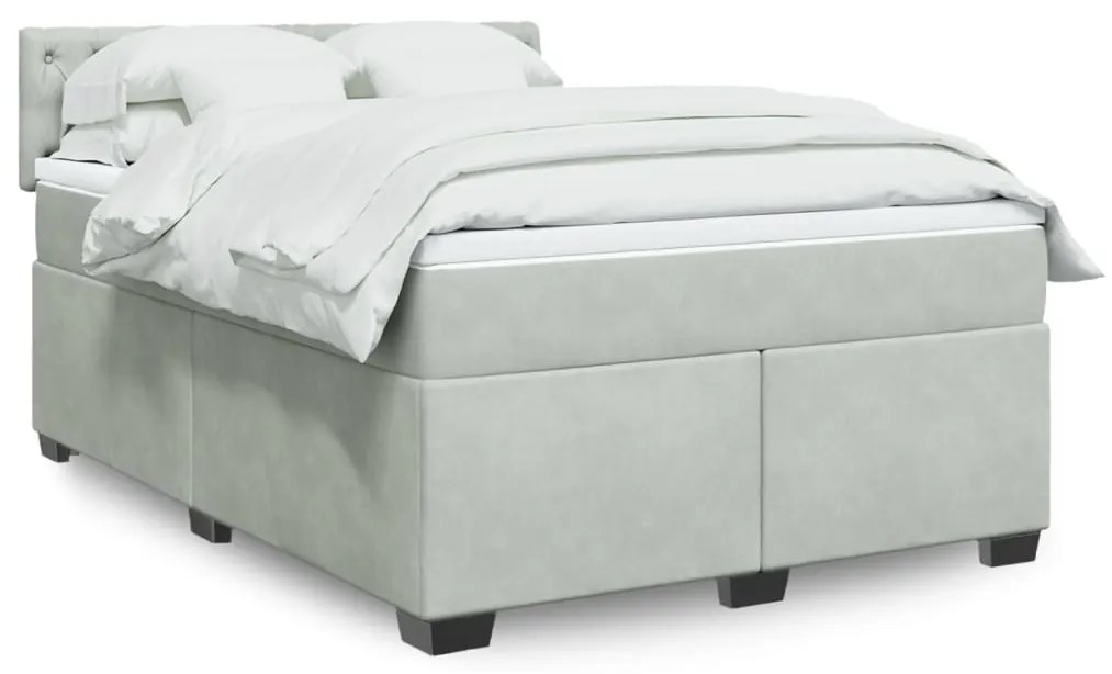Box spring postel s matrací světle šedá 160x200 cm samet 3288660