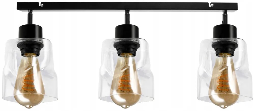BERGE LED stropní svítidlo 3xE27, rolovací, průhledný čtverec