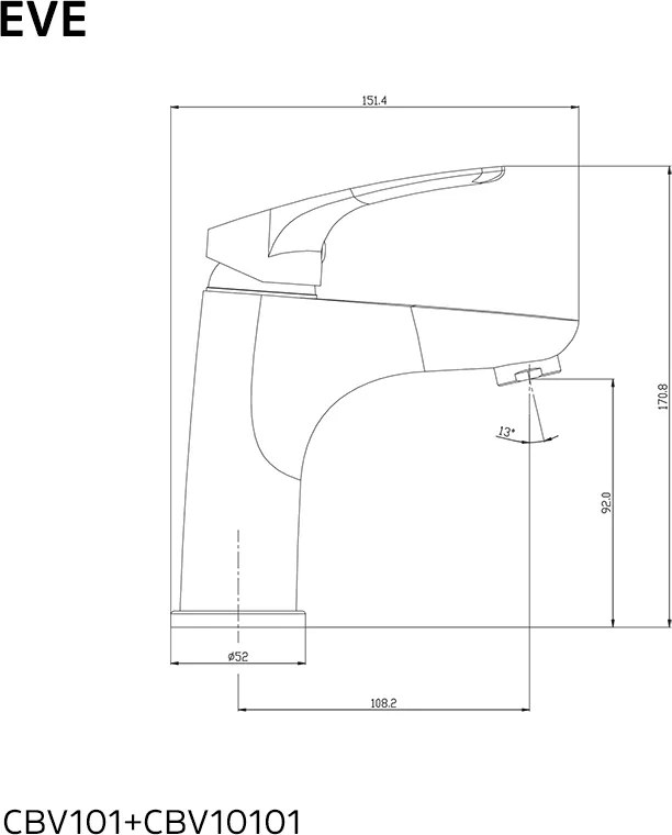 Mereo Mereo, Umyvadlová stojánková baterie, Eve, bez výpusti, chrom, CBV10101