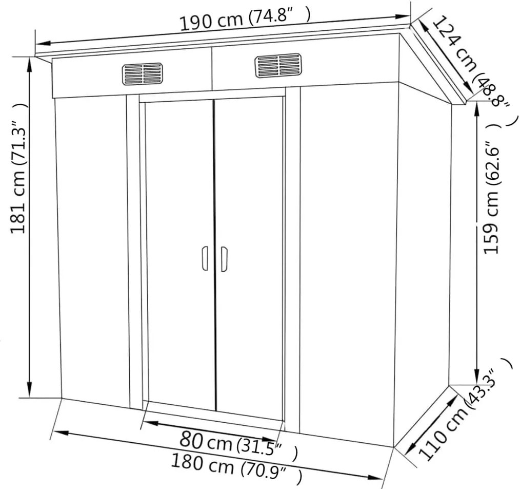 vidaXL Marketos Zahradní domek zelený kovový