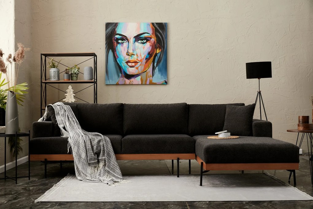 Hanah Home Rohová pohovka LIVA antracitová pravá 287 cm 825BLC2814