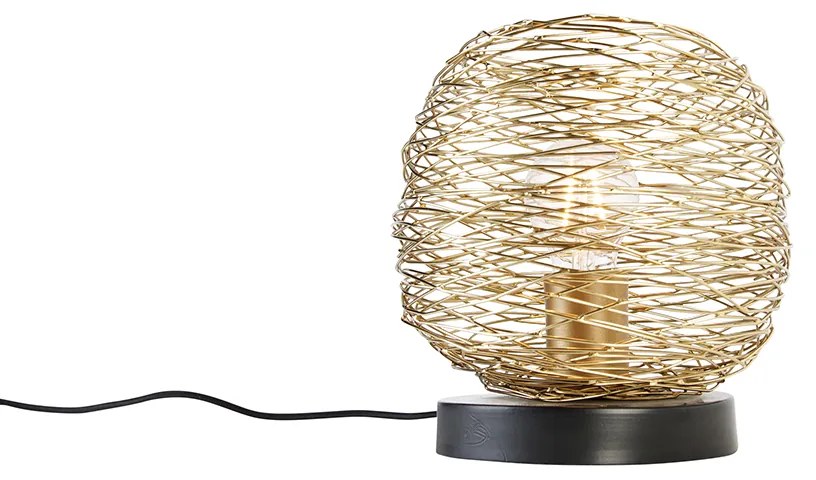 Designová stolní lampa zlatá s černou 20 cm - Sarella