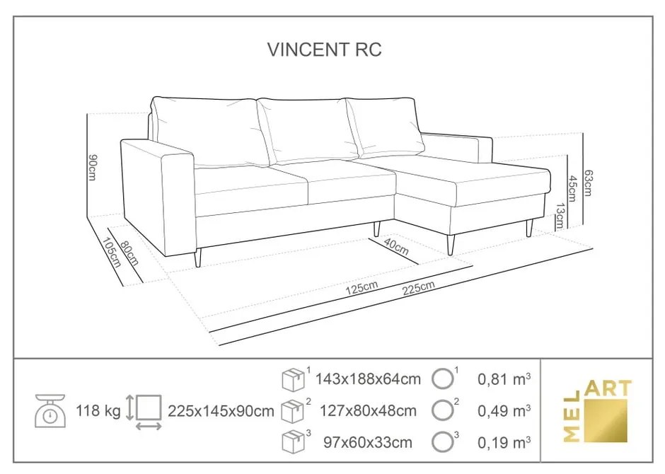Tyrkysová rohová rozkládací pohovka s lenoškou na pravé straně Mazzini Sofas Iris