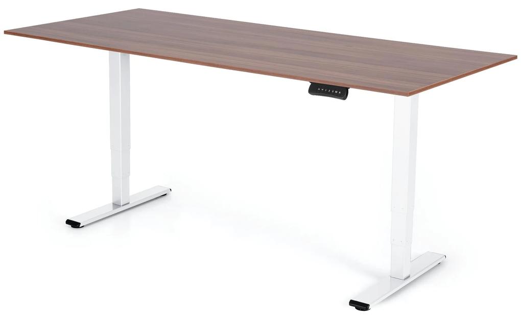 Výškově nastavitelný stůl Liftor 3segmentové nohy bílé,   deska 1800 x 800 x 18 mm ořech